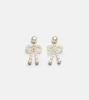Sophie Bille Brahe Bow 14kt Drop Earrings With Freshwater Pearls - Gold