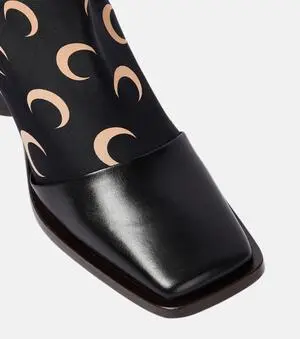 MARINE SERRE Printed Leather-trimmed Sock Boots