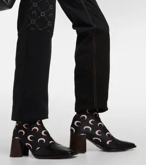 MARINE SERRE Printed Leather-trimmed Sock Boots