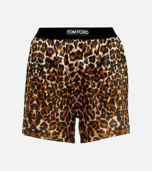 TOM FORD Leopard-print Silk Shorts - Brown