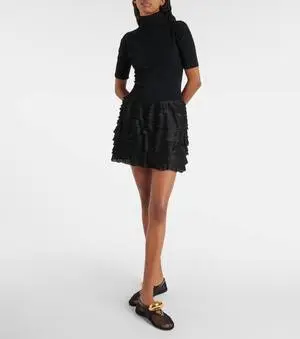 Alaïa Ruffled High-neck Minidress