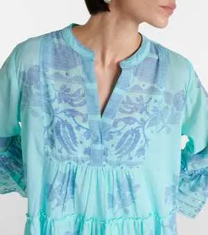 JULIET DUNN Printed Cotton Minidress - Blue