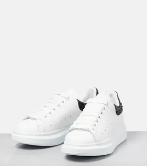 Alexander McQueen Oversized Embellished Leather Sneakers - White