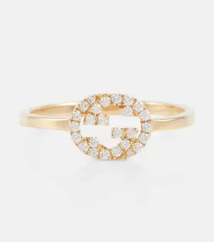 Gucci Interlocking G 18kt Ring With Diamonds - Gold