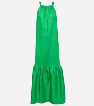 Asceno Ibiza Linen Maxi Dress - Green