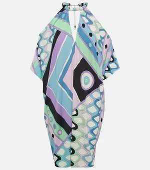 Emilio Pucci Vivara-print Jersey Satin Kaftan - Blue