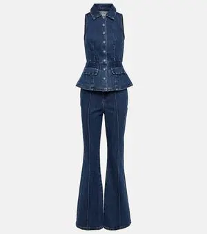 SELF-PORTRAIT Denim Jumpsuit - Blue