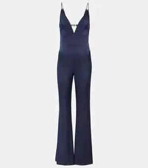 Galvan Avedon Globe Crepe Satin Jumpsuit - Blue