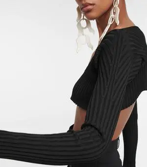 Jacquemus La Maille Pralu Cropped Cardigan - Black