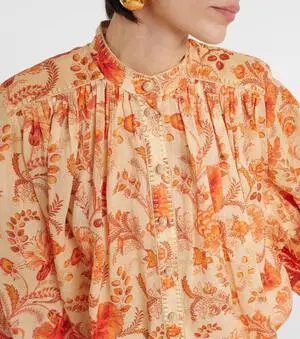 Zimmermann Junie Floral Puff-sleeve Ramie Blouse - Multicoloured