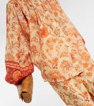 Zimmermann Junie Floral Puff-sleeve Ramie Blouse - Multicoloured