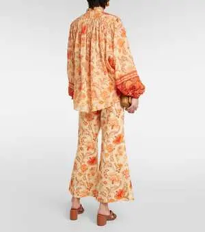 Zimmermann Junie Floral Puff-sleeve Ramie Blouse - Multicoloured