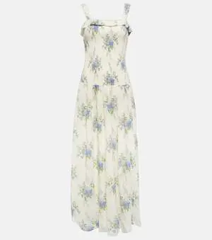 LoveShackFancy Bello Shirred Maxi Dress - White