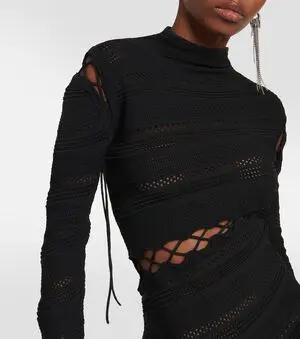 DION LEE Asymmetric Pointelle Minidress