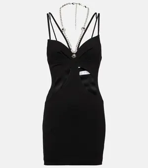 AREA Crystal-embellished Minidress