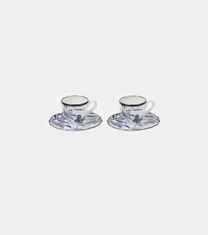 Gucci Herbarium Set Of Teacup And Saucer - Blue