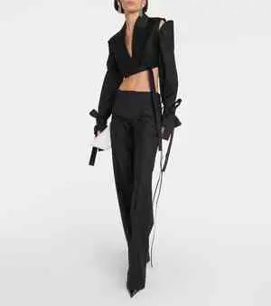 AYA MUSE Xylo Cutout Cropped Wool-blend Blazer