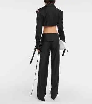 AYA MUSE Xylo Cutout Cropped Wool-blend Blazer