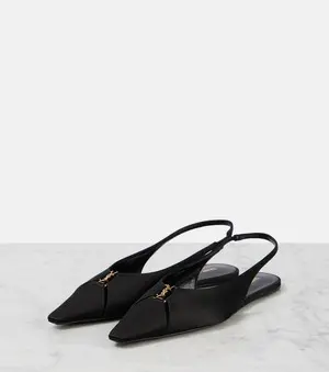 Saint Laurent Babylone Crepe Slingback Flats - Black