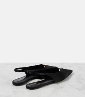 Saint Laurent Babylone Crepe Slingback Flats - Black