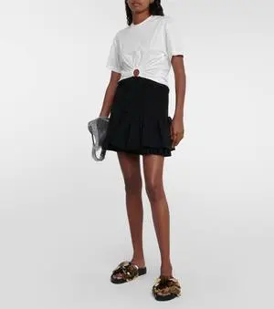 Rabanne Embellished Cotton Jersey Crop Top - White