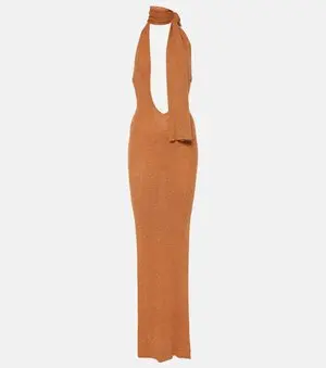 AYA MUSE Eyre Scarf-detail Maxi Dress - Brown