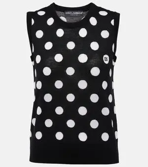 Dolce & Gabbana Polka-dot Wool And Silk Tank Top - Black