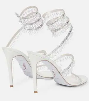 Rene Caovilla Chandelier Embellished Leather Sandals - Silver
