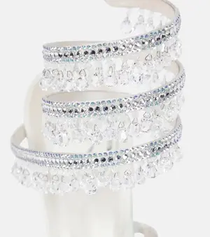 Rene Caovilla Chandelier Embellished Leather Sandals - Silver