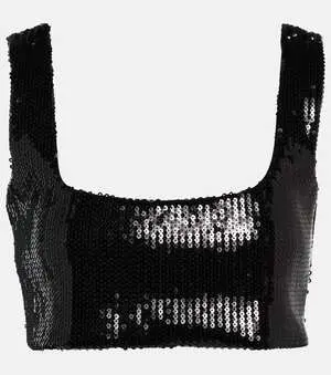 Galvan Beating Heart Sequin Top - Black