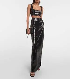 Galvan Beating Heart Sequin Top - Black