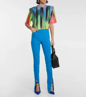Attico Freja High-rise Techno Crepe Pants - Blue