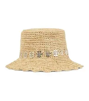 Rabanne Embellished Raffia Bucket Hat