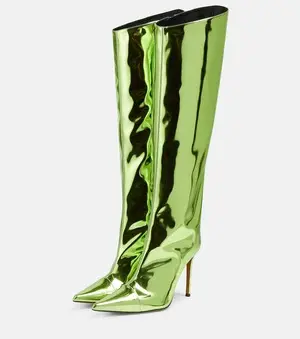 Alexandre Vauthier Mirrored Leather Knee-high Boots - Green