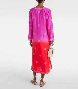 JULIET DUNN Embroidered Ombre Silk Kaftan