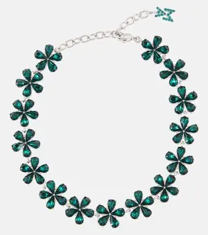 Amina Muaddi Crystal Anklet - Green