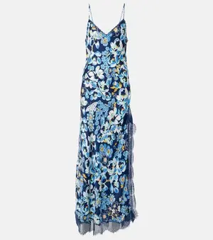 Poupette St Barth Floral Lace-trimmed Slip Dress - Blue
