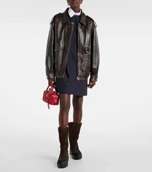 Miu Miu Logo Suede Ankle Boots