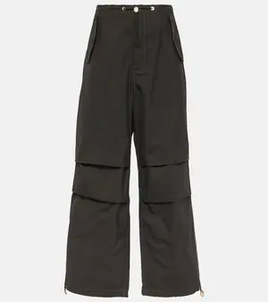 DION LEE Cotton-blend Wide-leg Pants - Black