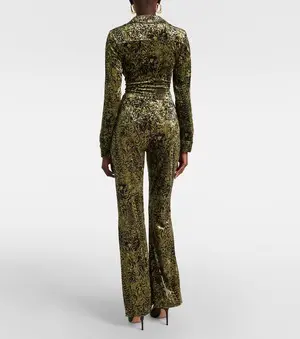Diane Von Furstenberg Ruthette Printed Velvet Flared Trousers