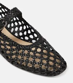 Le Monde Beryl Woven Leather Mary Jane Flats - Black