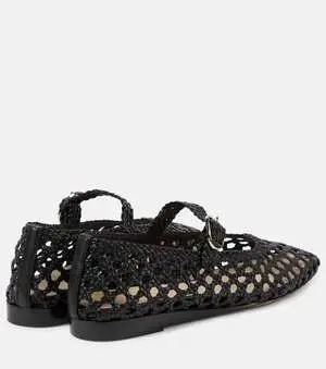 Le Monde Beryl Woven Leather Mary Jane Flats - Black