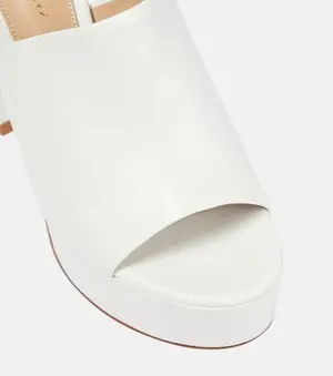 GIANVITO ROSSI Holly Leather Platform Mules - White