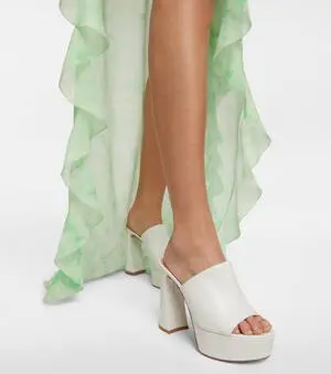 GIANVITO ROSSI Holly Leather Platform Mules - White