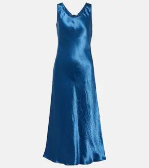 Max Mara Talete Satin Midi Slip Dress - Blue