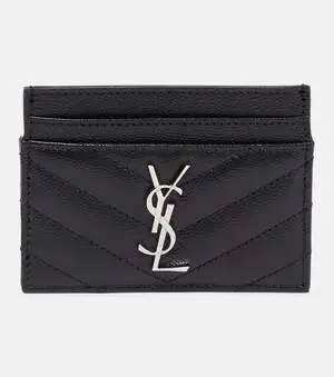 Saint Laurent Cassandre Leather Card Holder - Black