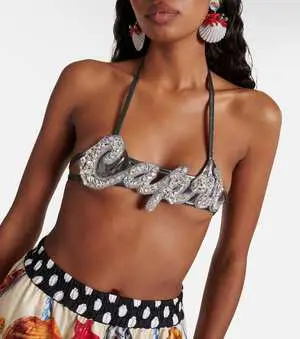 Dolce & Gabbana Capri Crystal-embellished Bra Top