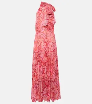 Rixo Neena Silk Chiffon Lamé Gown - Pink