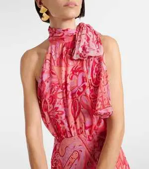 Rixo Neena Silk Chiffon Lamé Gown