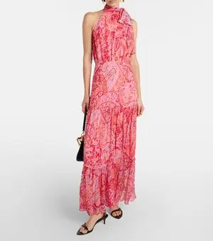 Rixo Neena Silk Chiffon Lamé Gown